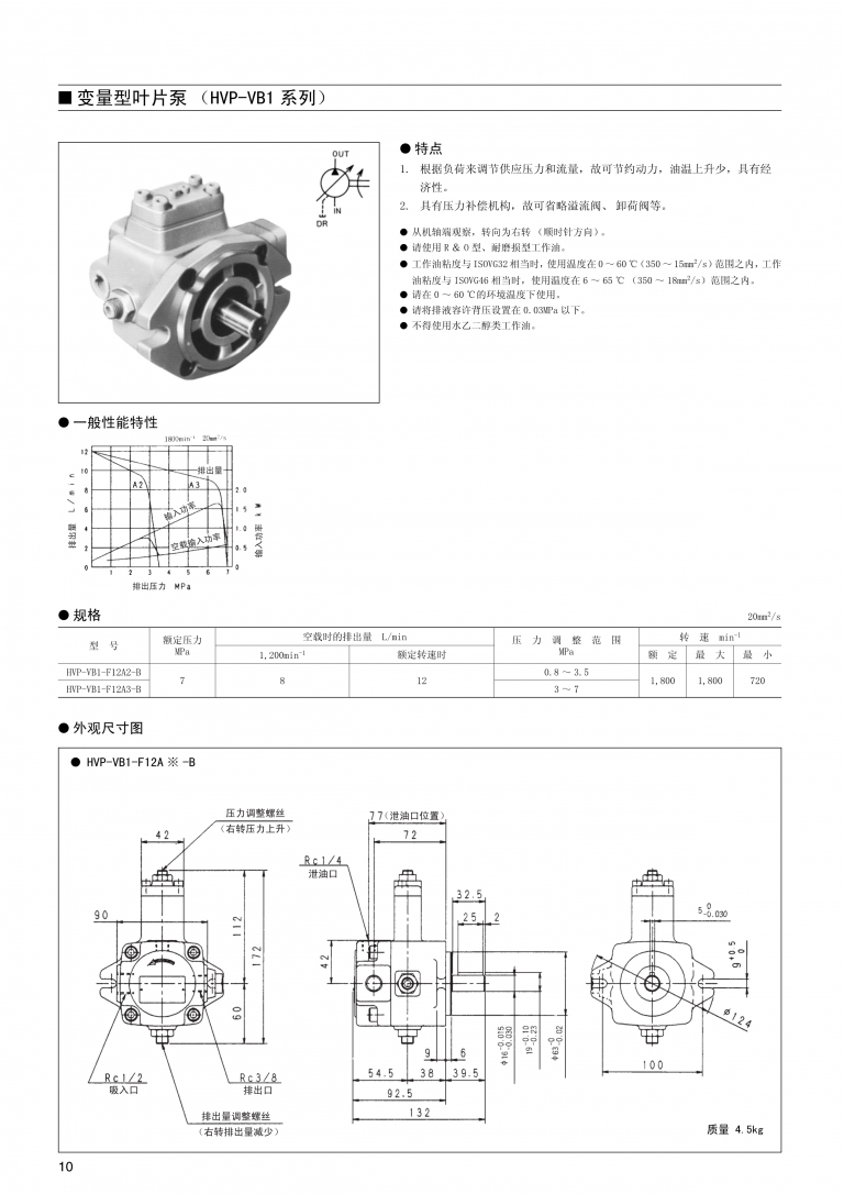 Toyooki丰兴叶片泵 Hvp Vb1系列定量叶片泵